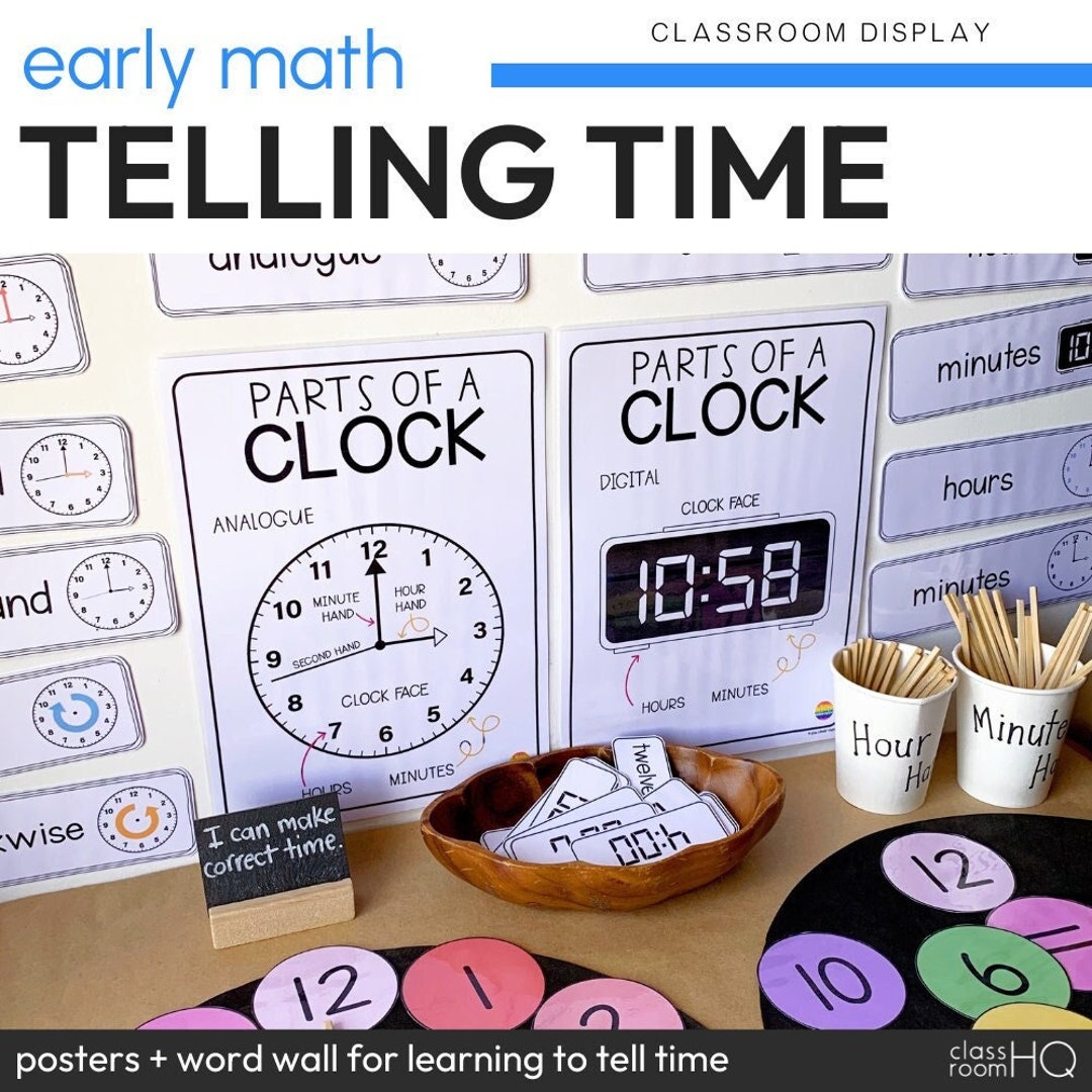 Telling Time Posters + Word Wall Pack - Etsy