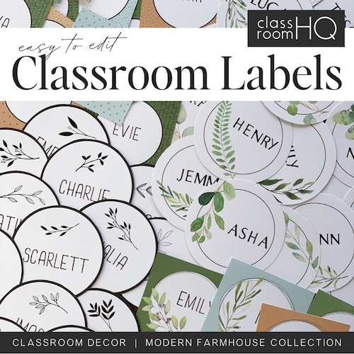 BOTANICAL Classroom Labels Editable Modern Farmhouse - Etsy Canada