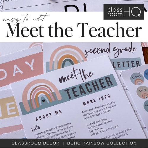 Boho Rainbow Teacher Mail Note From the Teacher Teacher - Etsy