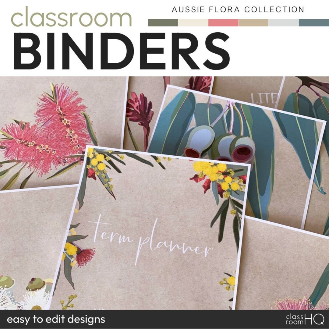 AUSSIE FLORA Binder Covers Pack | Australian Eucalyptus Classroom Decor ...