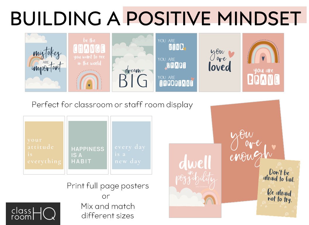 Modern BOHO RAINBOW Inspirational Classroom Posters - Etsy