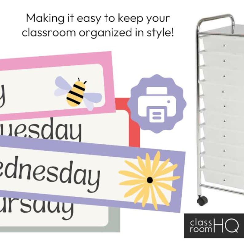 Editable 10 Drawer Teacher Trolley Labels | SPRING GARDEN Pastel ...