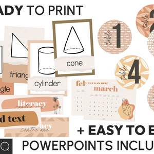 Modern Neutral Boho Theme Calm Classroom Decor Bundle | BOHO SUMMER - Etsy