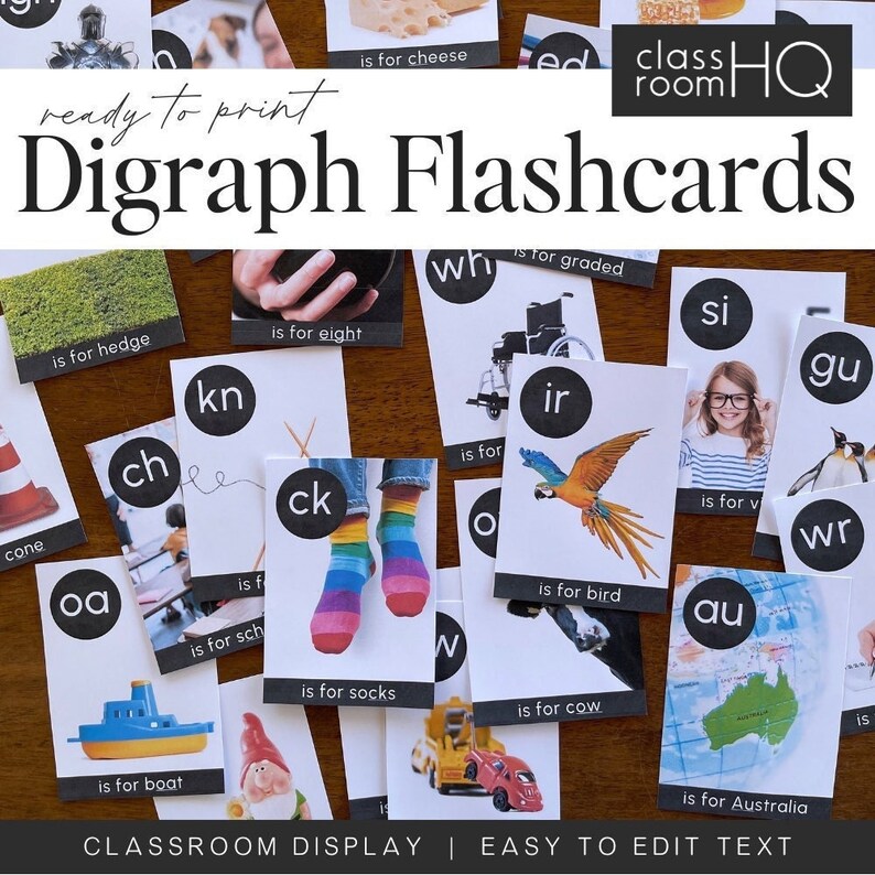 Digraph Flashcards Sound Wall Posters - Etsy