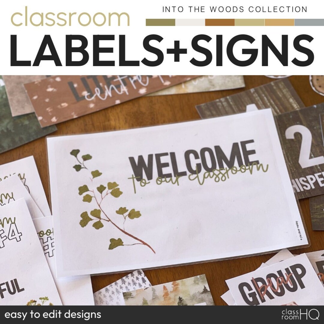 Woodland Forest Theme Classroom Decor Editable Class Labels + Signs ...