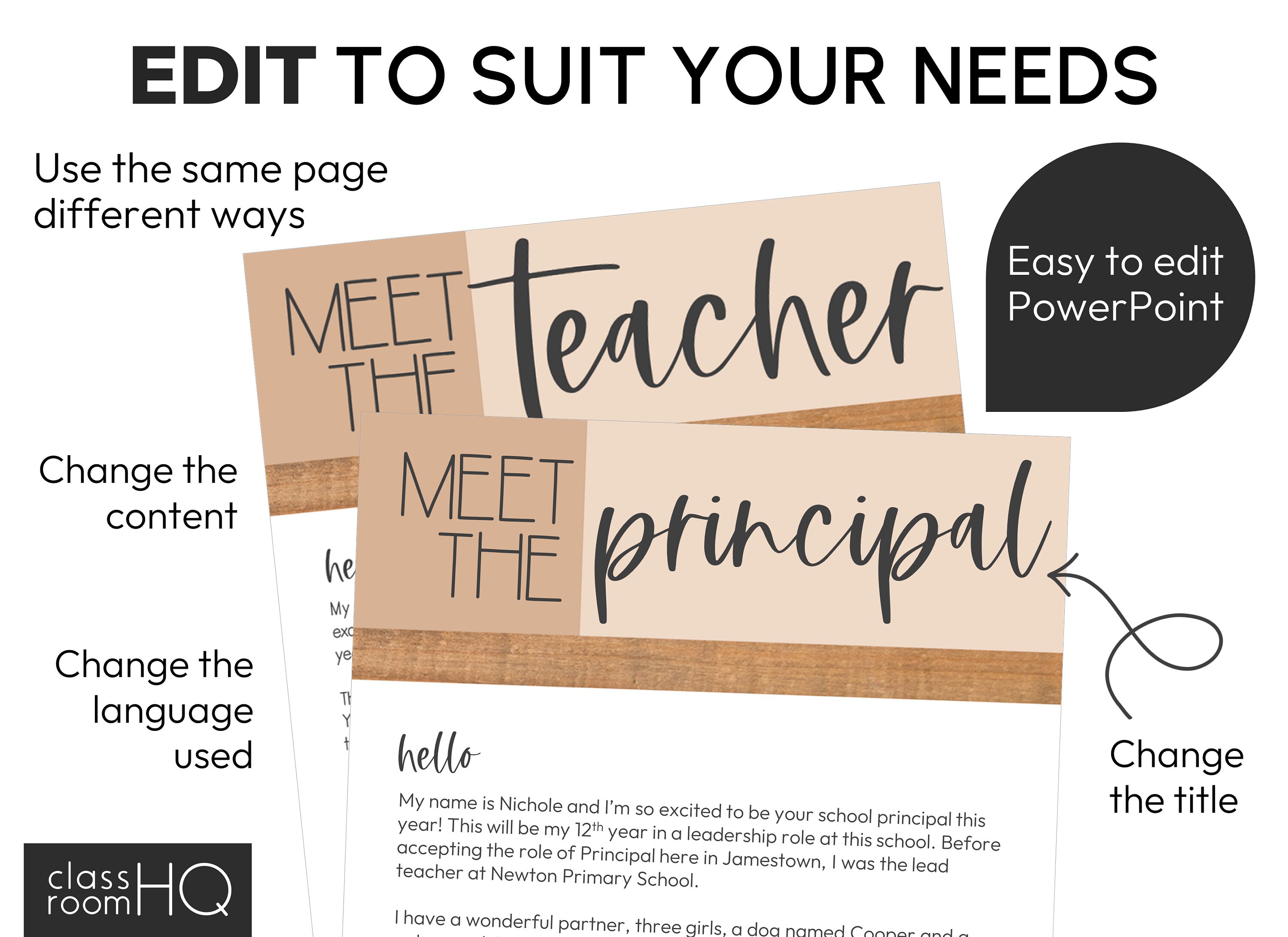 Neutral Classroom Decor Editable Meet the Teacher Templates + Class ...