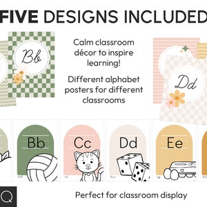 Vintage Retro Daisy Calm Classroom Theme Editable Alphabet Posters HAZY ...