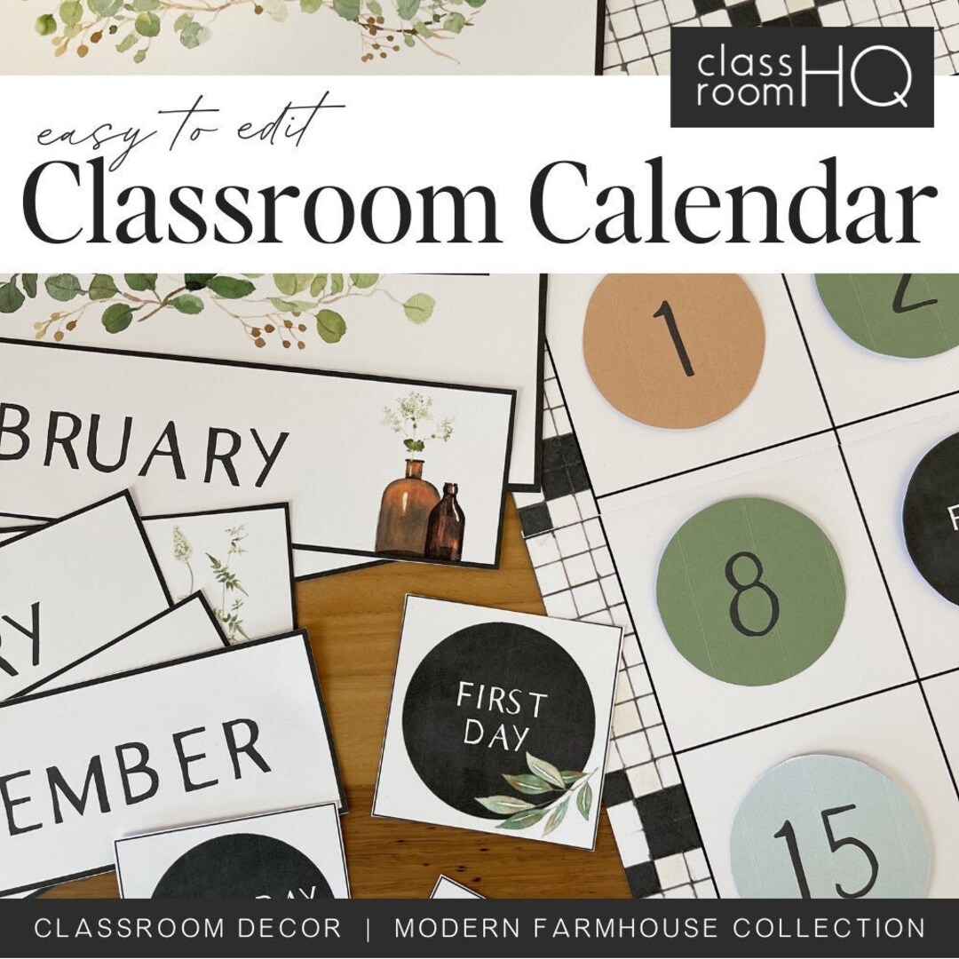 MODERN FARMHOUSE Large Classroom Calendar - Etsy