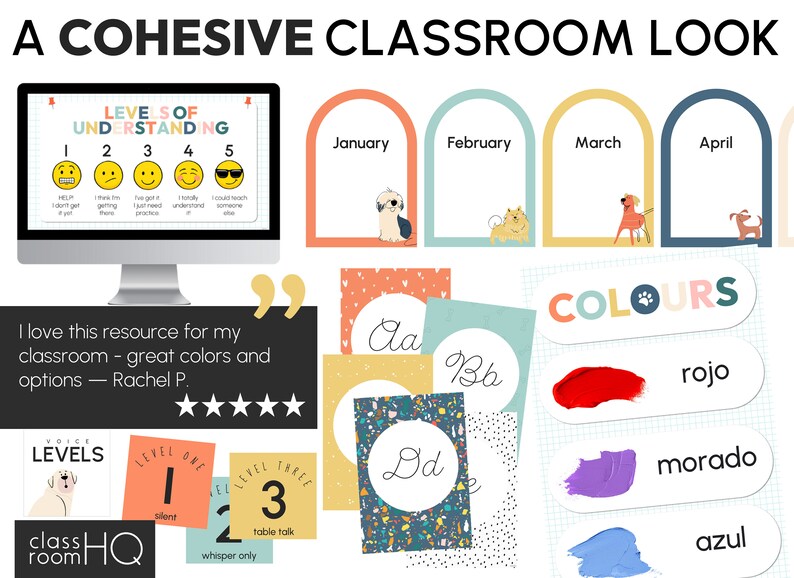 Modern Fun Bright Classroom Decor Bundle - Dog Inspired Classroom Theme ...