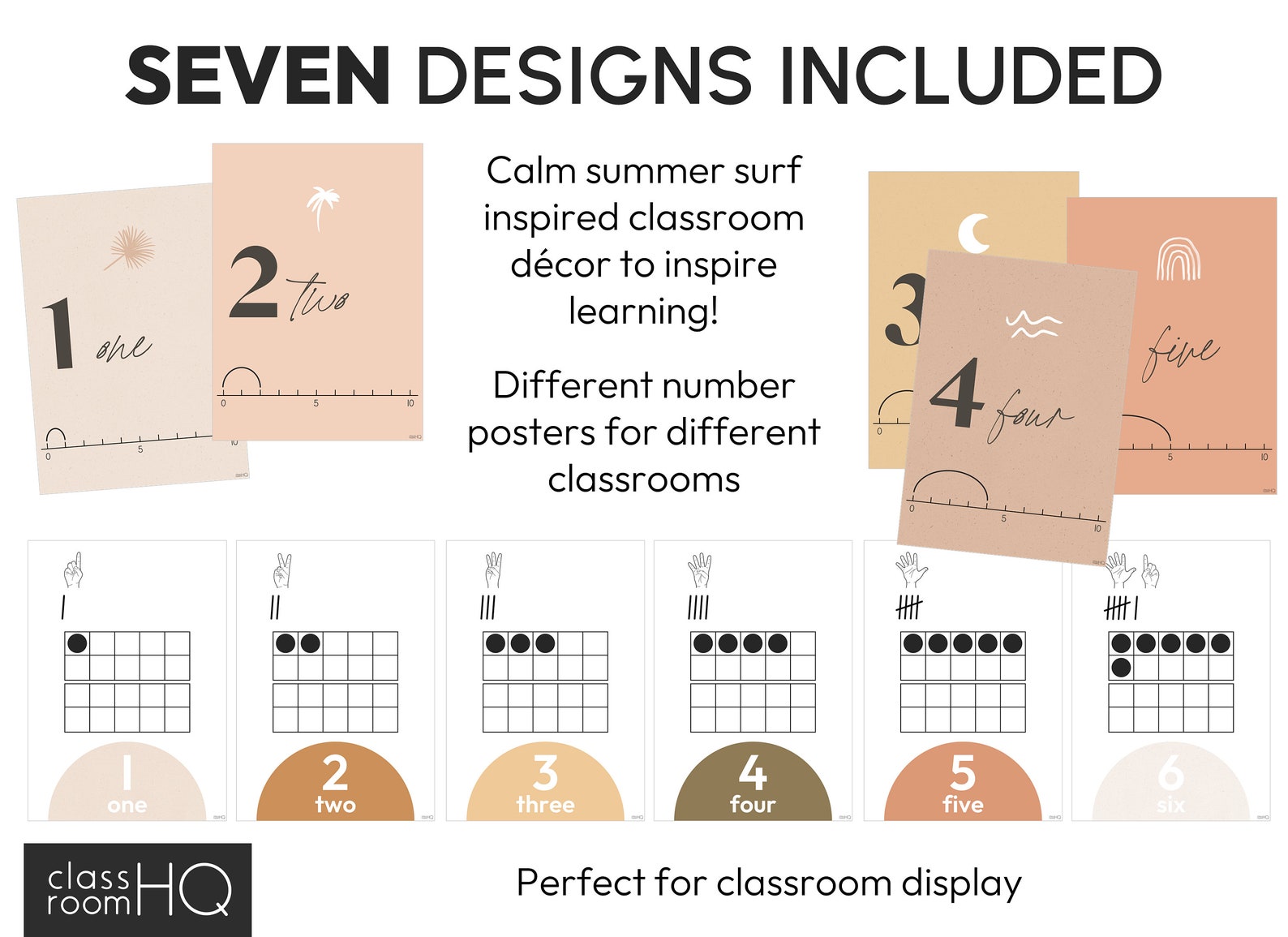 Modern Neutral Boho Theme Classroom Decor Number Posters | BOHO SUMMER ...