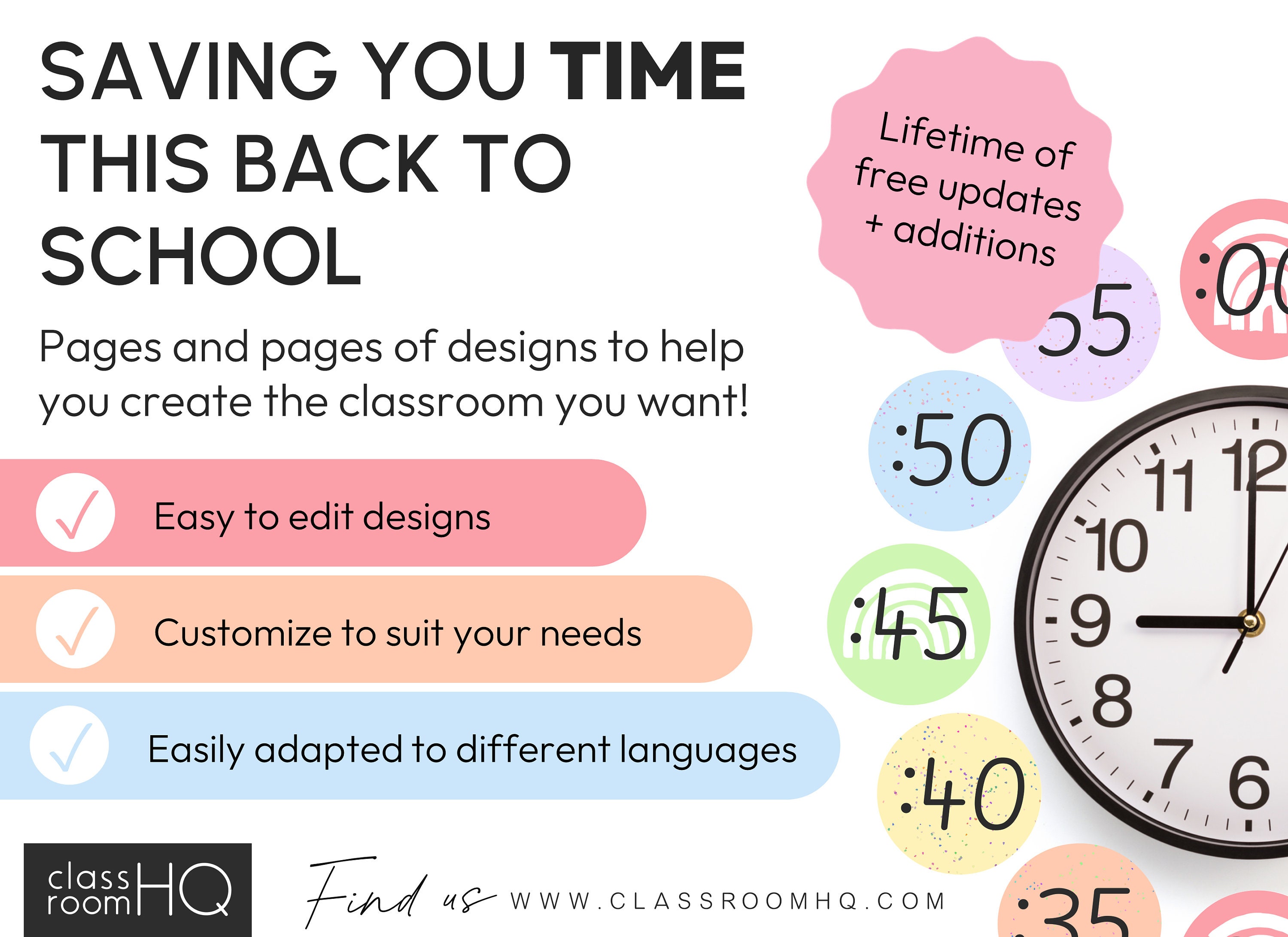 Pastel Modern Rainbow Classroom Decor Editable Math Resources Display ...
