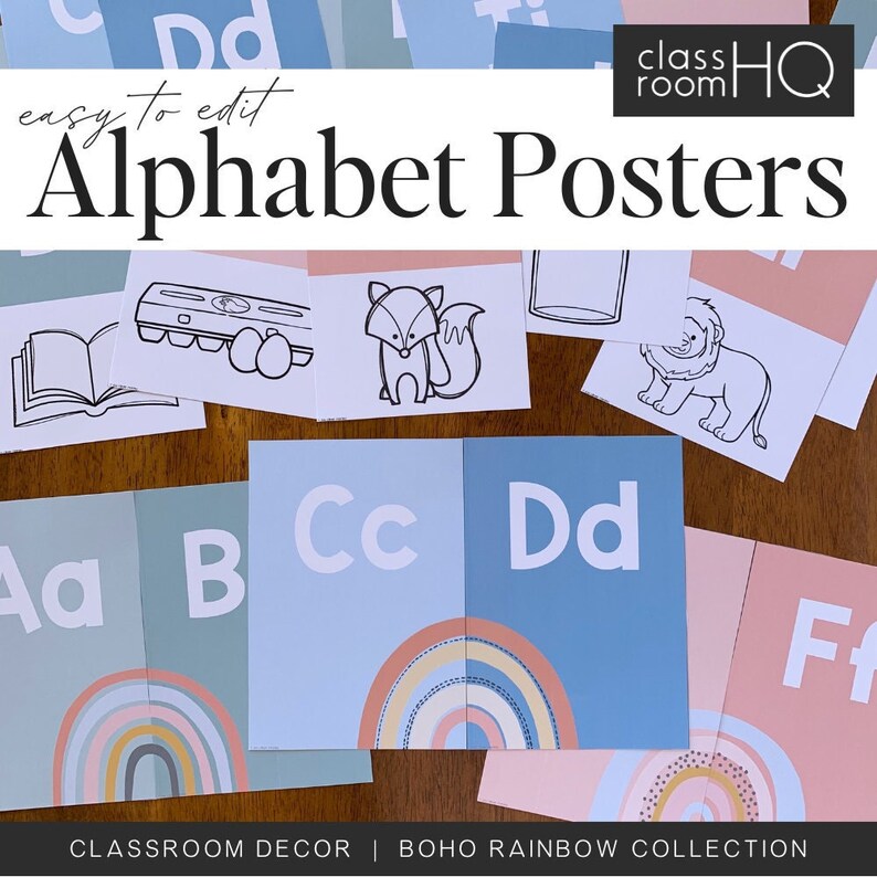 BOHO RAINBOW Alphabet Posters - Etsy