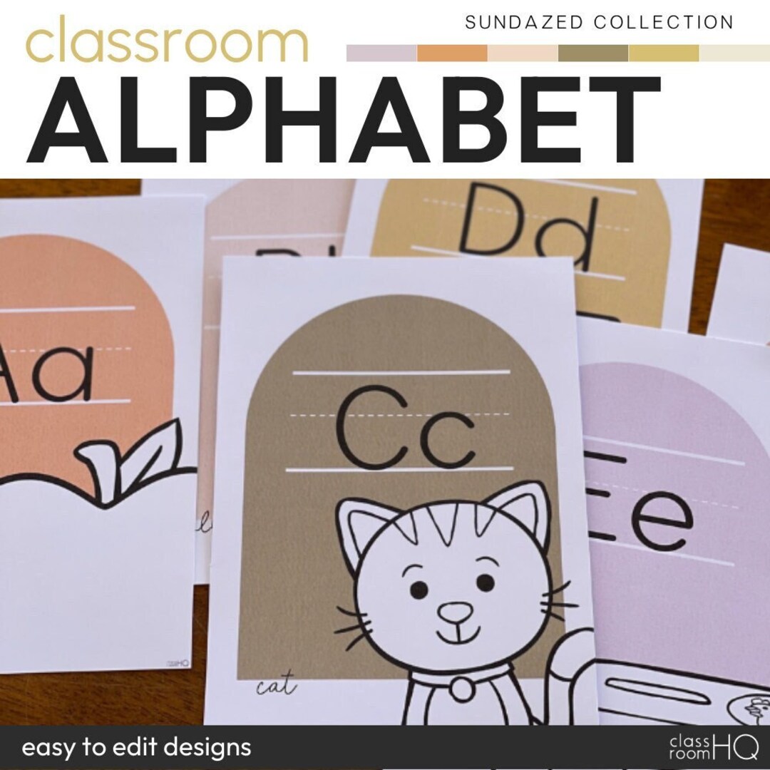 Groovy Vintage Retro Theme Classroom Decor Alphabet Posters | SUNDAZED ...