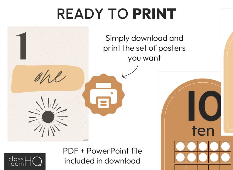 Modern Neutral Boho Theme Classroom Decor Number Posters | BOHO SUMMER ...