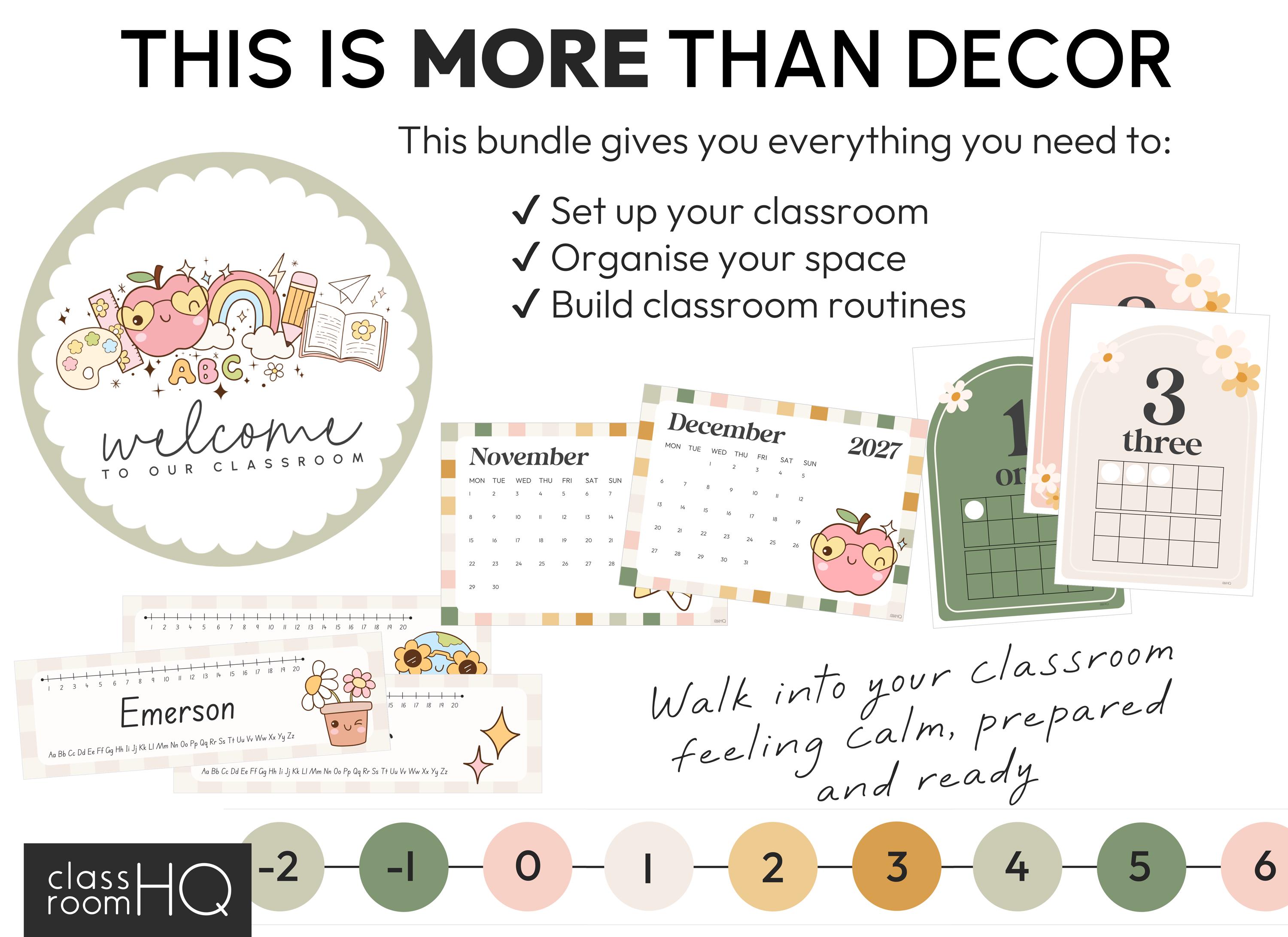Retro Daisy Classroom Decor Bundle | Editable Calm Classroom Setup ...