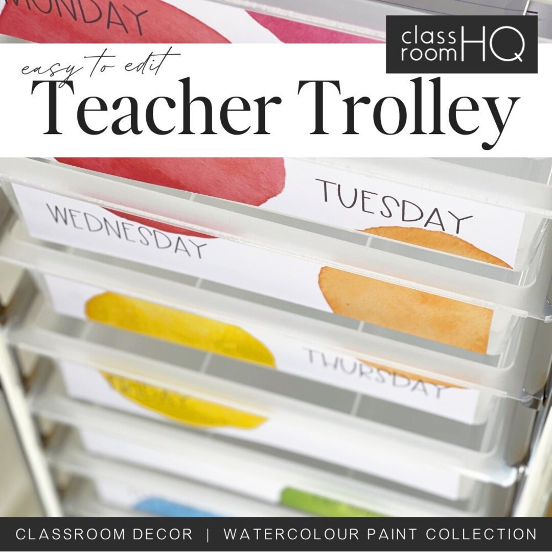 WATERCOLOR PAINT 10-drawer Rolling Trolley Cart Labels - Etsy