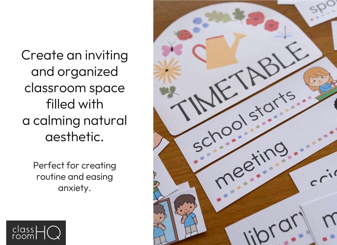 Editable Visual Timetable Display | SPRING GARDEN Classroom Decor Theme ...