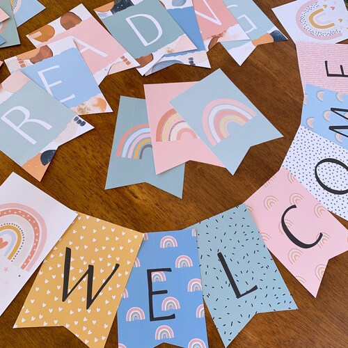 Modern Boho Rainbow Classroom Word Wall editable - Etsy