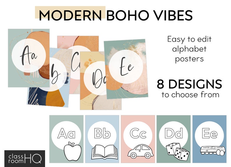 BOHO RAINBOW Alphabet Posters - Etsy