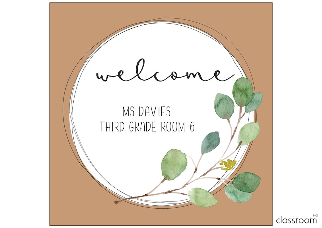 Editable Classroom Door Display & Banner | Neutral Botanical Classroom ...