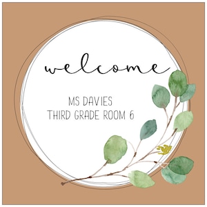Farmhouse Botanical Greenery Theme Editable Class Door + Bulletin Board ...