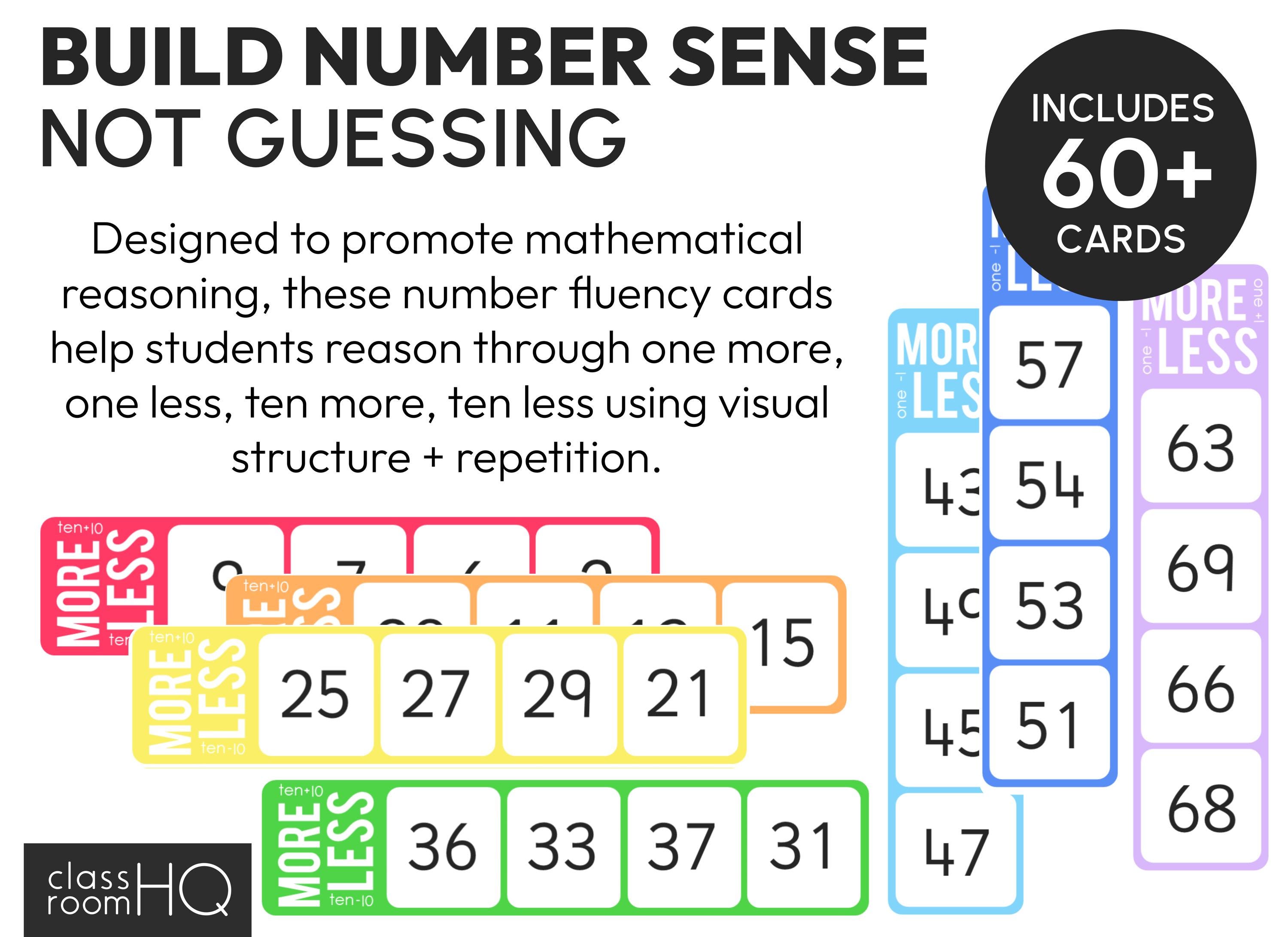 Number Sense Cards, Math Activity, 1 More 1 Less (digital Download) - Etsy