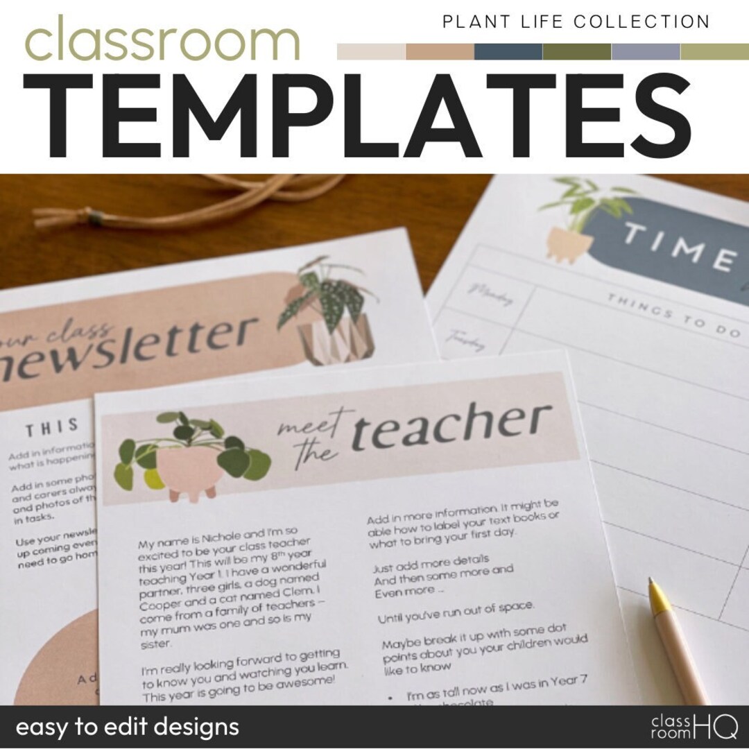 PLANT LIFE Meet the Teacher + Class Newsletter Templates | Leafy Potted ...