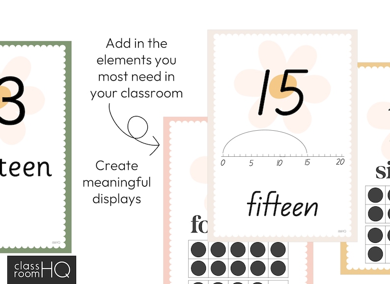 Vintage Retro Daisy Calm Classroom Theme Editable Number Posters HAZY ...