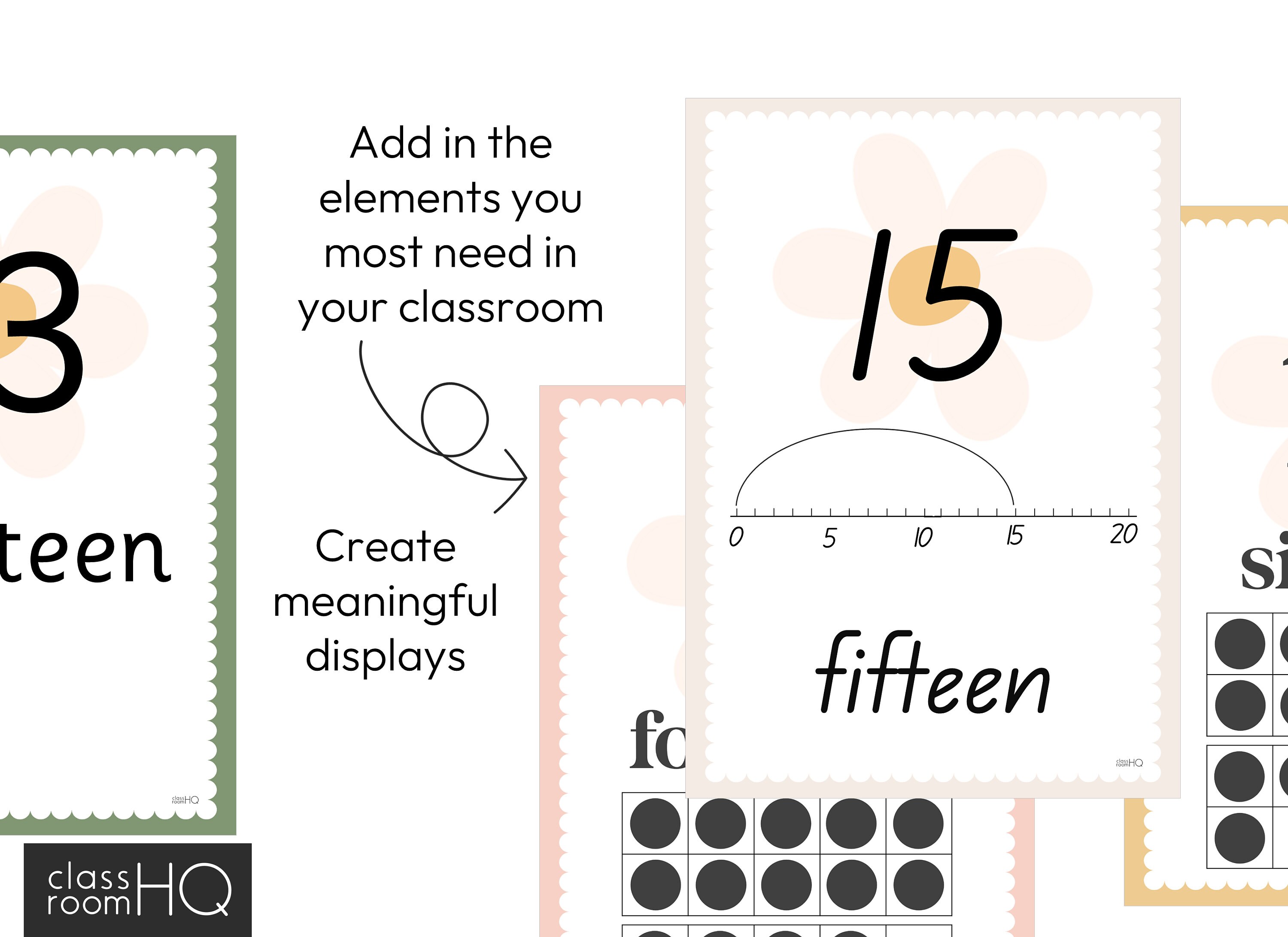 Vintage Retro Daisy Calm Classroom Theme Editable Number Posters HAZY ...
