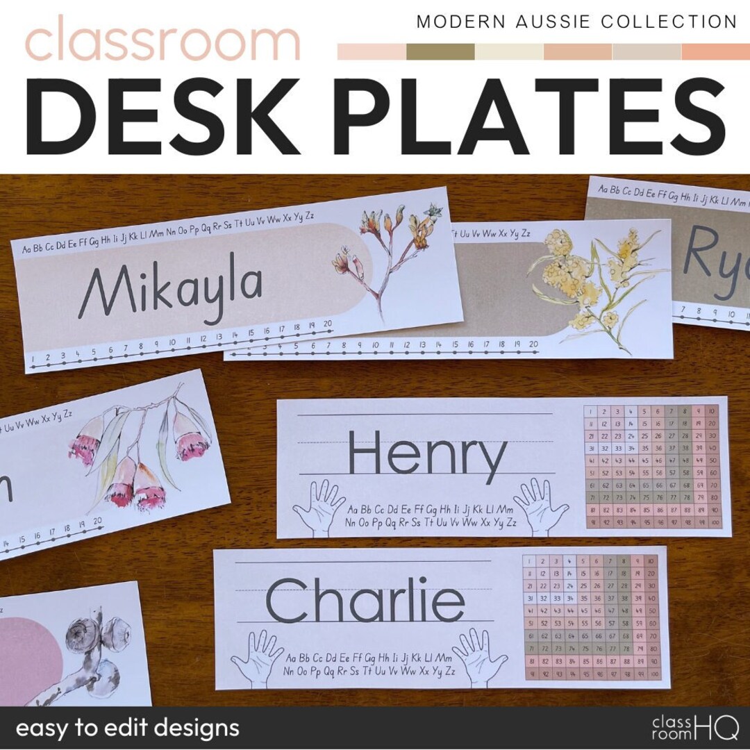 MODERN AUSSIE Student Desk Plates | Australian Themed Classroom Decor ...