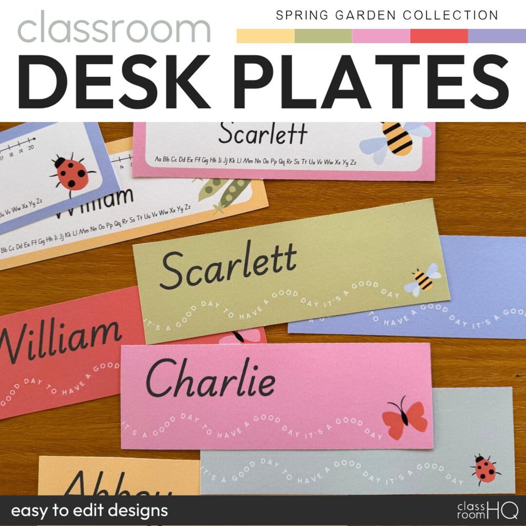 Editable Student Desk Plates | SPRING GARDEN Classroom Decor | Modern ...