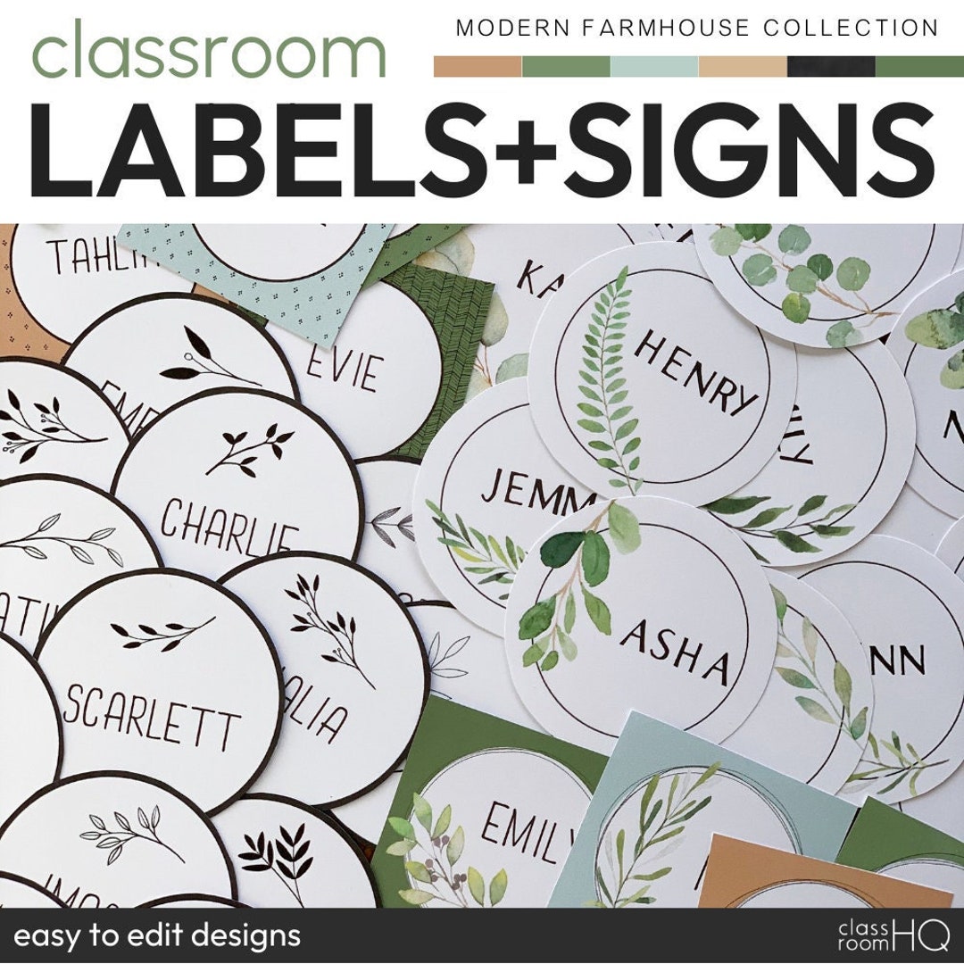 Botanical Greenery Theme Classroom Decor Class Labels + Signs Pack ...