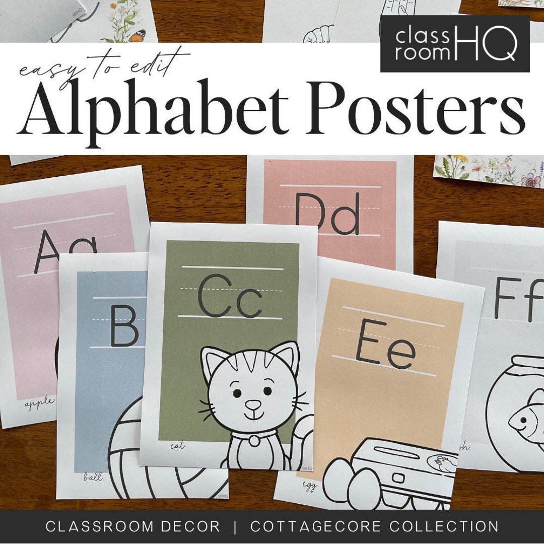 COTTAGECORE Alphabet Posters - Etsy Australia