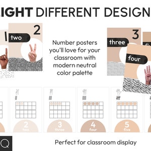 Neutral Classroom Decor Editable Number Posters | B+W NEUTRALS ...