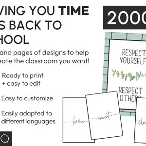 Editable Classroom Decor BUNDLE Rustic Farmhouse Botanical Greenery ...