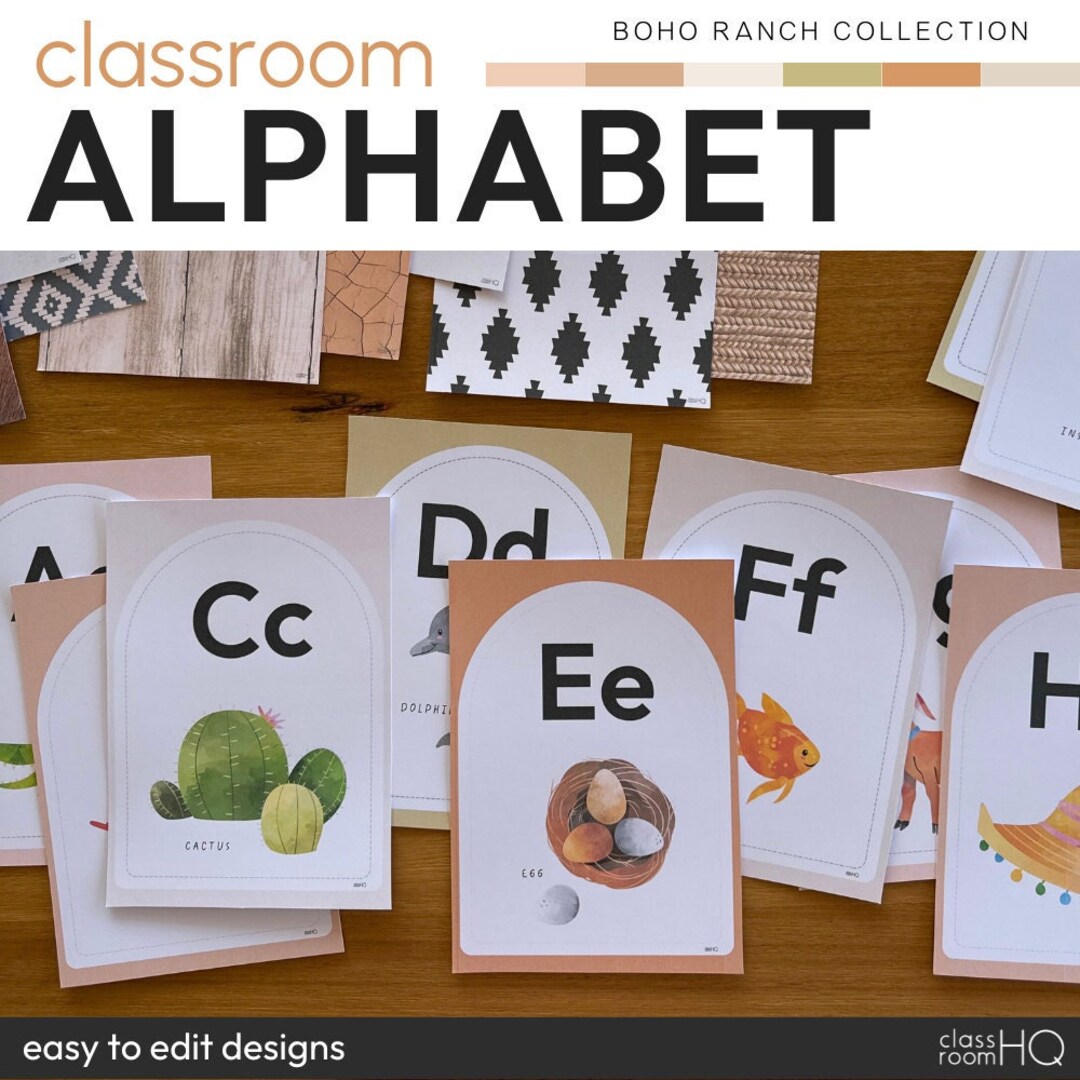 Vintage South Western Rustic Boho Theme Calm Classroom Decor Alphabet ...