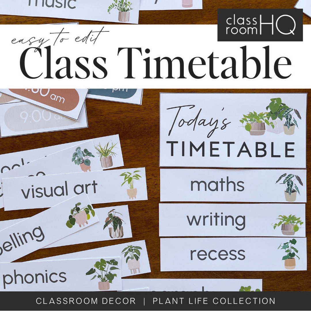 PLANT LIFE Classroom Timetable Pack Indoor Potted Plant - Etsy
