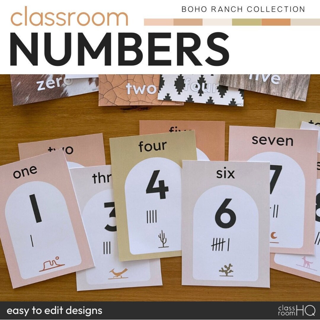 Vintage South Western Rustic Boho Theme Calm Classroom Decor Number ...