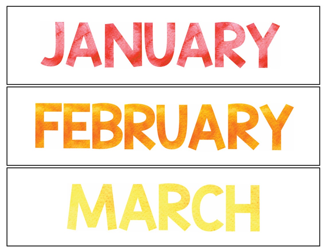 Watercolor Rainbow Theme Classroom Decor Large Classroom Calendar Pack ...