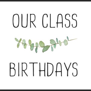 Botanical Greenery Theme Editable Class Birthday Bulletin Board Display ...