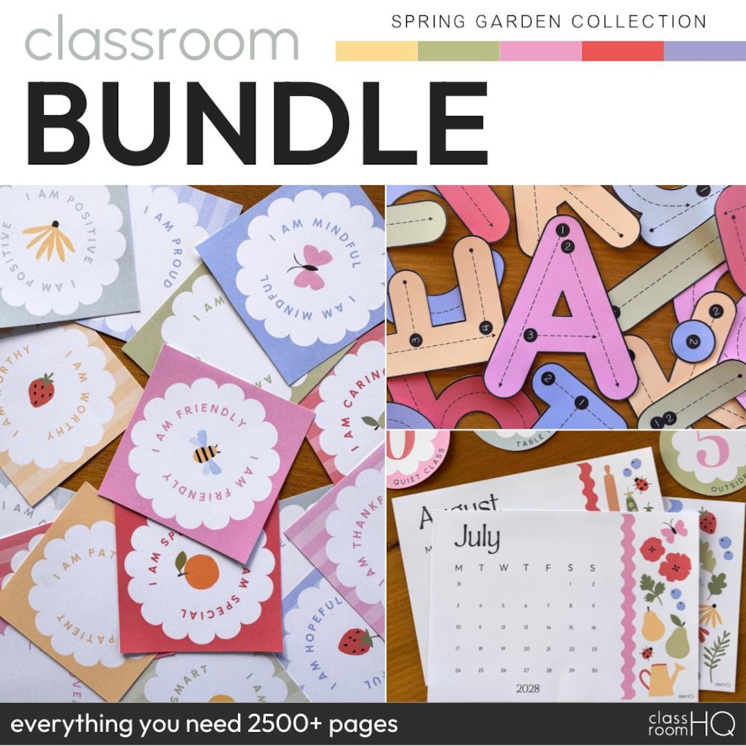 Editable SPRING GARDEN Classroom Decor Growing Bundle | Modern Pastel ...