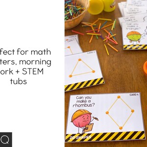 2D Shape STEM Challenge Task Cards - Building 2D Flat Shapes Math ...