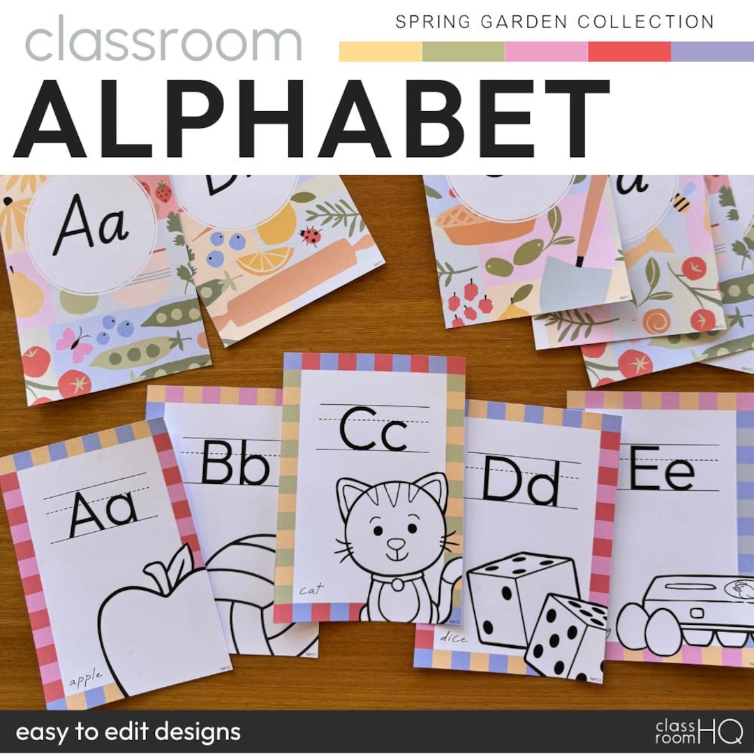Editable Alphabet Posters | SPRING GARDEN Classroom Decor | Modern ...