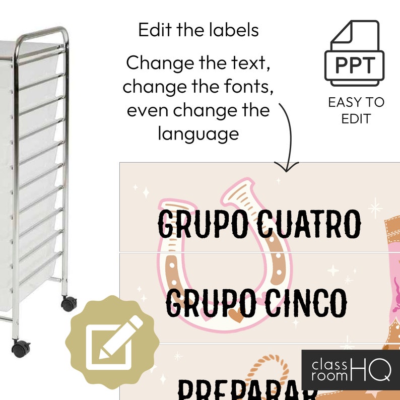 Editable Rolling Cart Drawer Labels | 10 Drawer Trolley Labels ...