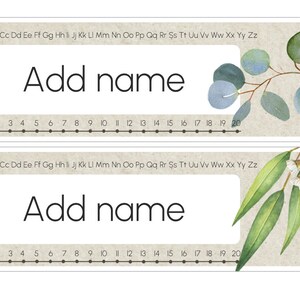 Eucalyptus Australian Theme Editable Student Desk Plate Labels GUM LEAF ...