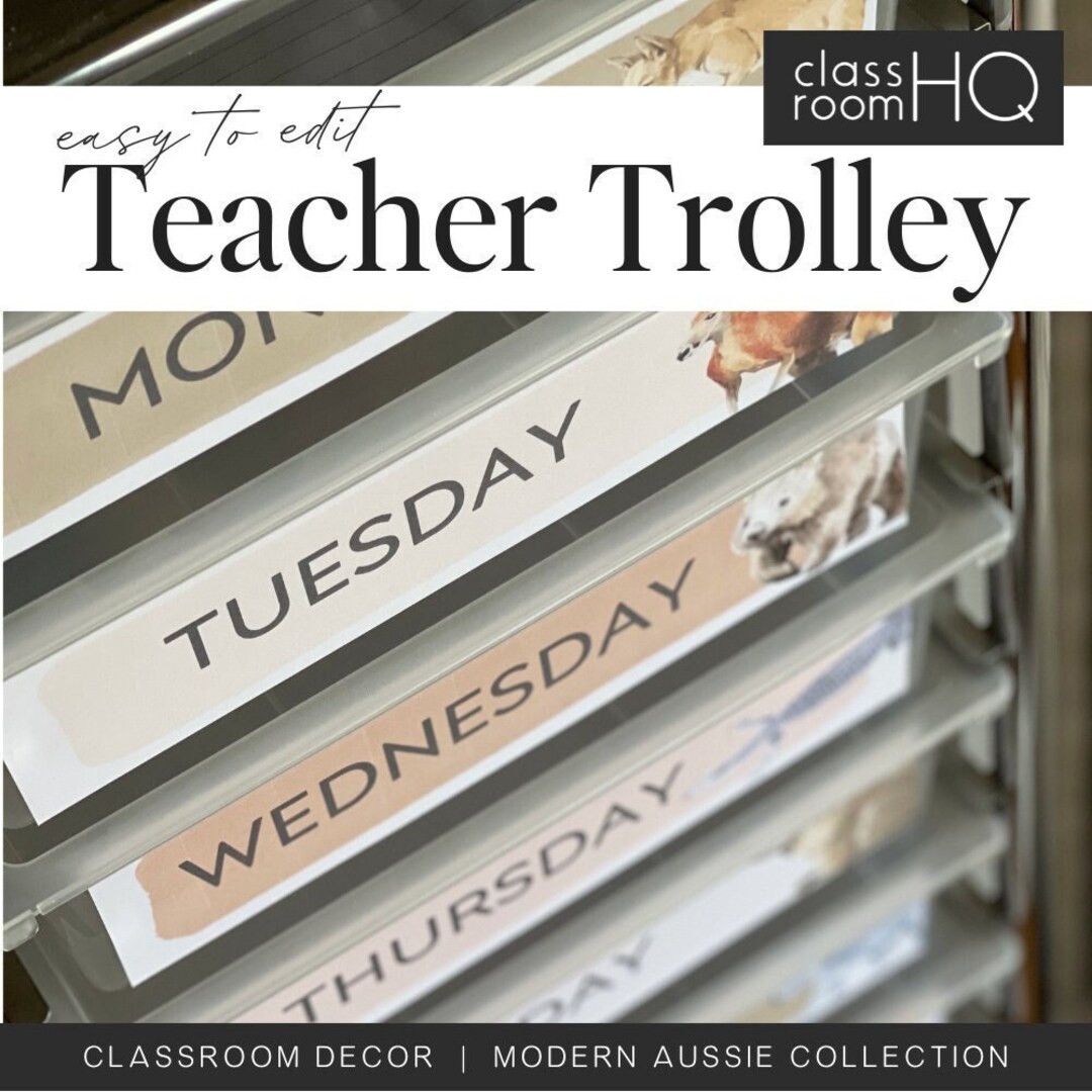 MODERN AUSSIE Teacher Trolley 10-drawer Labels - Etsy