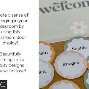 Vintage Retro Daisy Theme Editable Class Door Decor and Bulletin Board ...