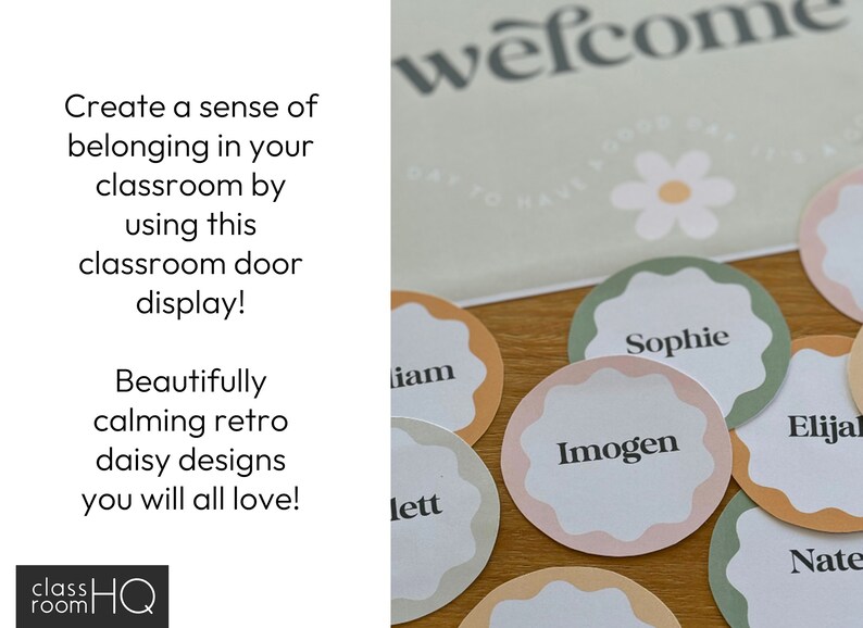 Vintage Retro Daisy Theme Editable Class Door Decor and Bulletin Board ...