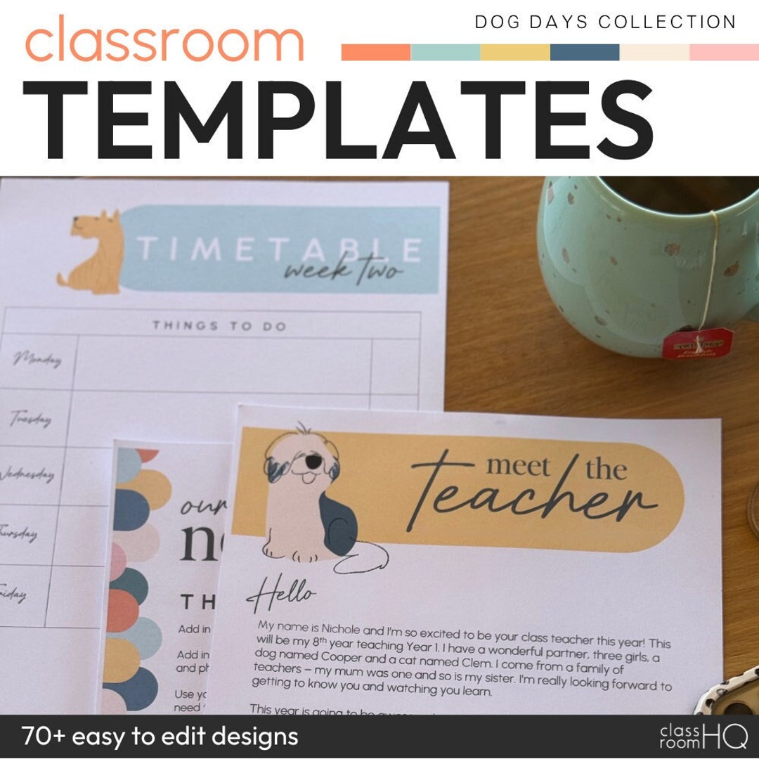 DOG DAYS Meet the Teacher Templates + Class Newsletters | Dog Theme ...