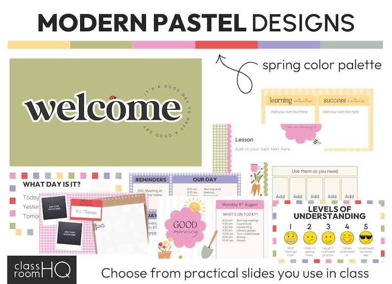 Editable Daily Slides Classroom Digital Templates | SPRING GARDEN ...